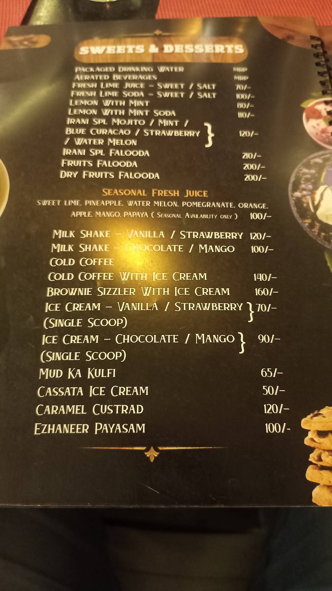 Menu at Irani Restaurant, Tirunelveli