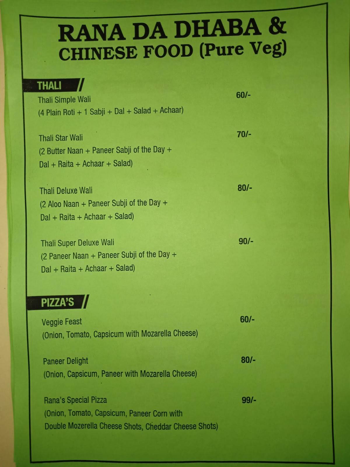 Menu at Jindal mega mart, Delhi, G.S - 70