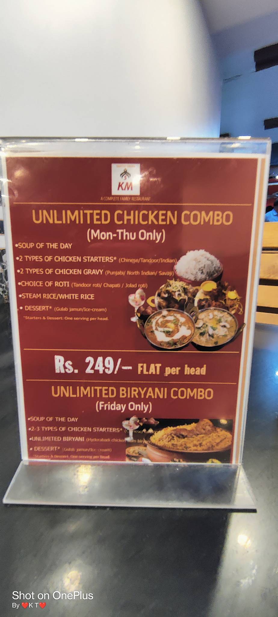 Menu at Kabab magic, India