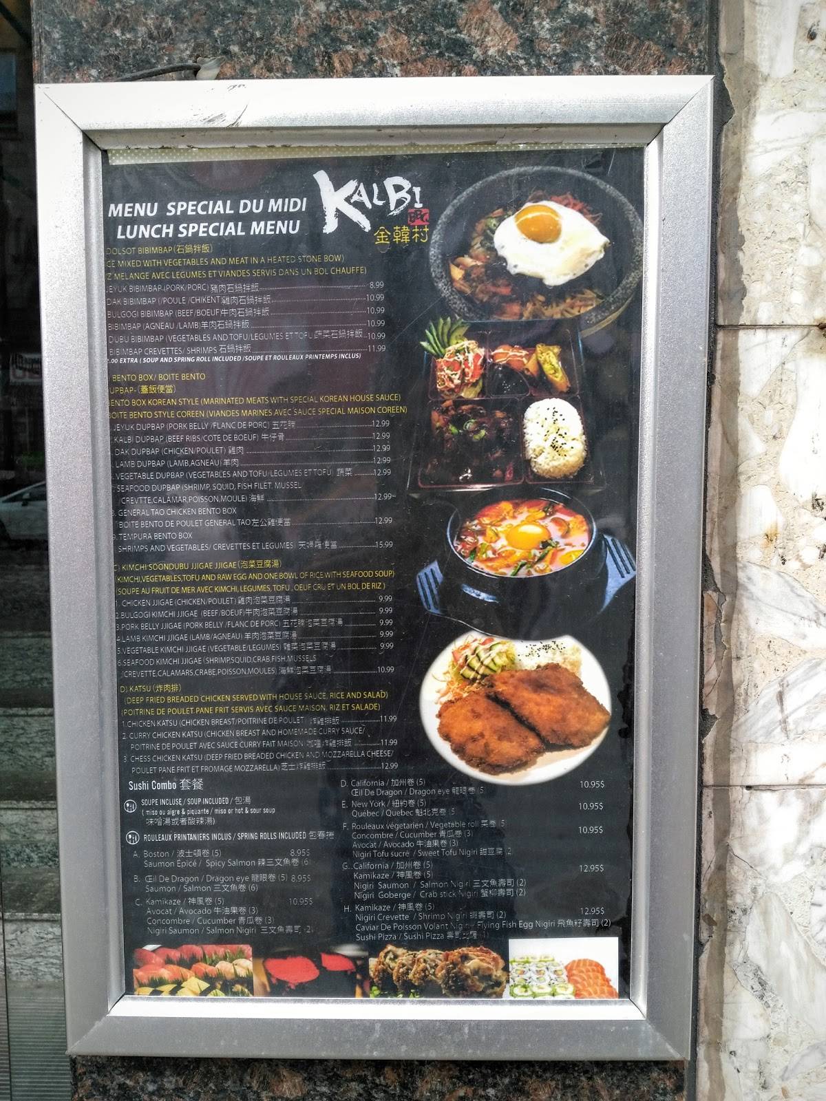 Menu au Kalbi BBQ, Montréal