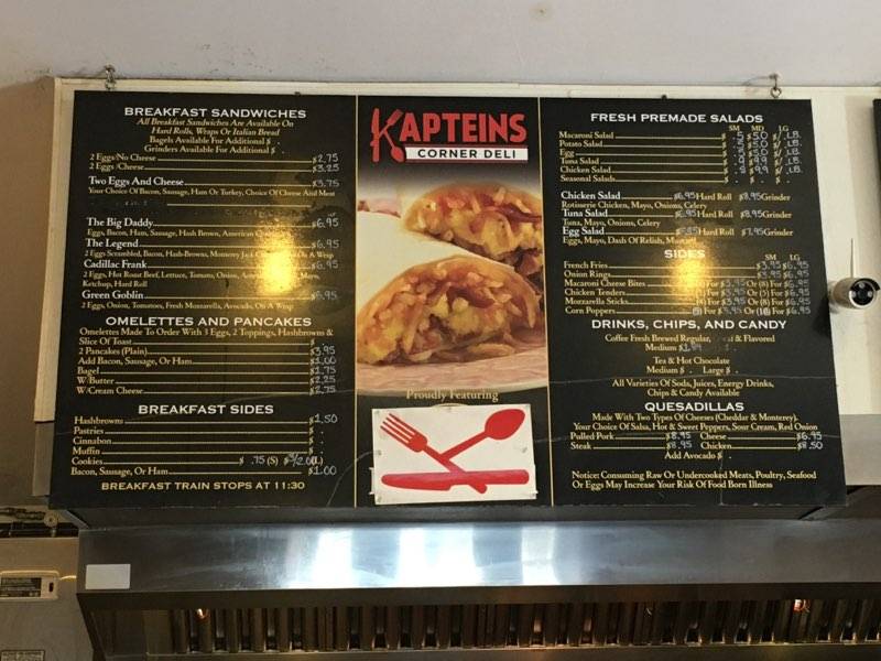 Menu at Kapteins Corner Deli, Danbury