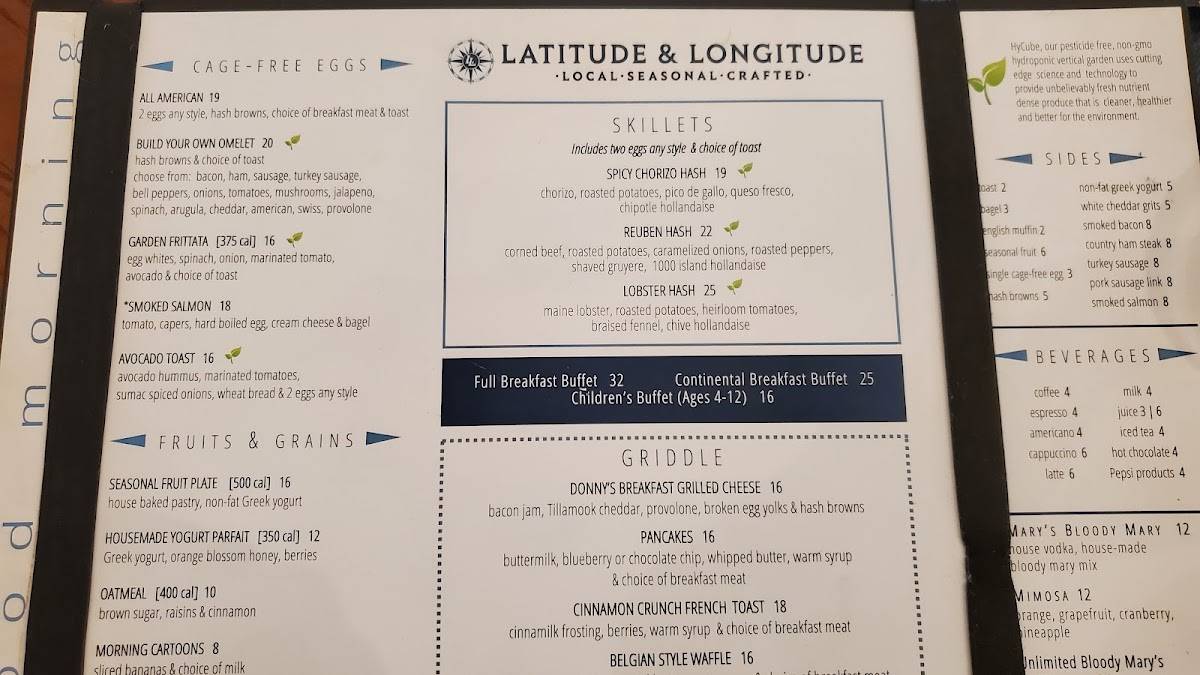 Menu at Latitude & Longitude restaurant, Orlando, World Center Dr