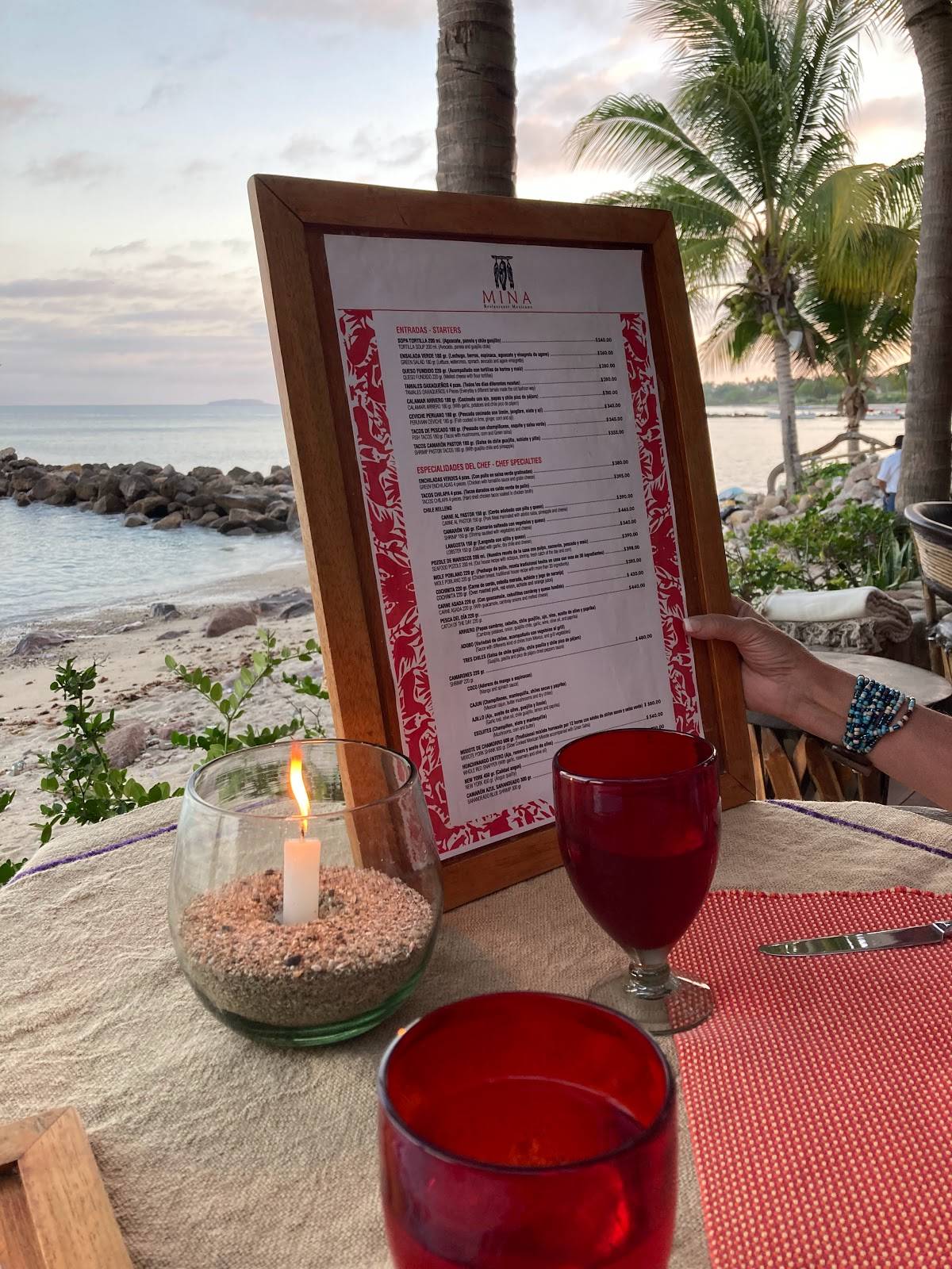 Menu at MINA restaurant, Punta de Mita