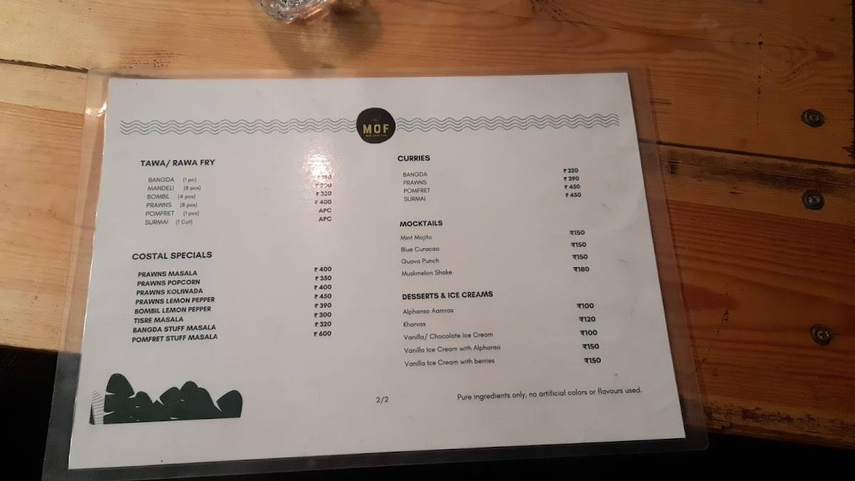 Menu at Mad Over Fish, Pune