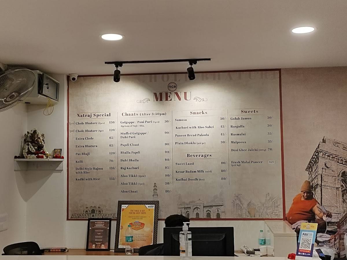 Menu at Natraj Chole Bhature Paharganj Wale, Bengaluru