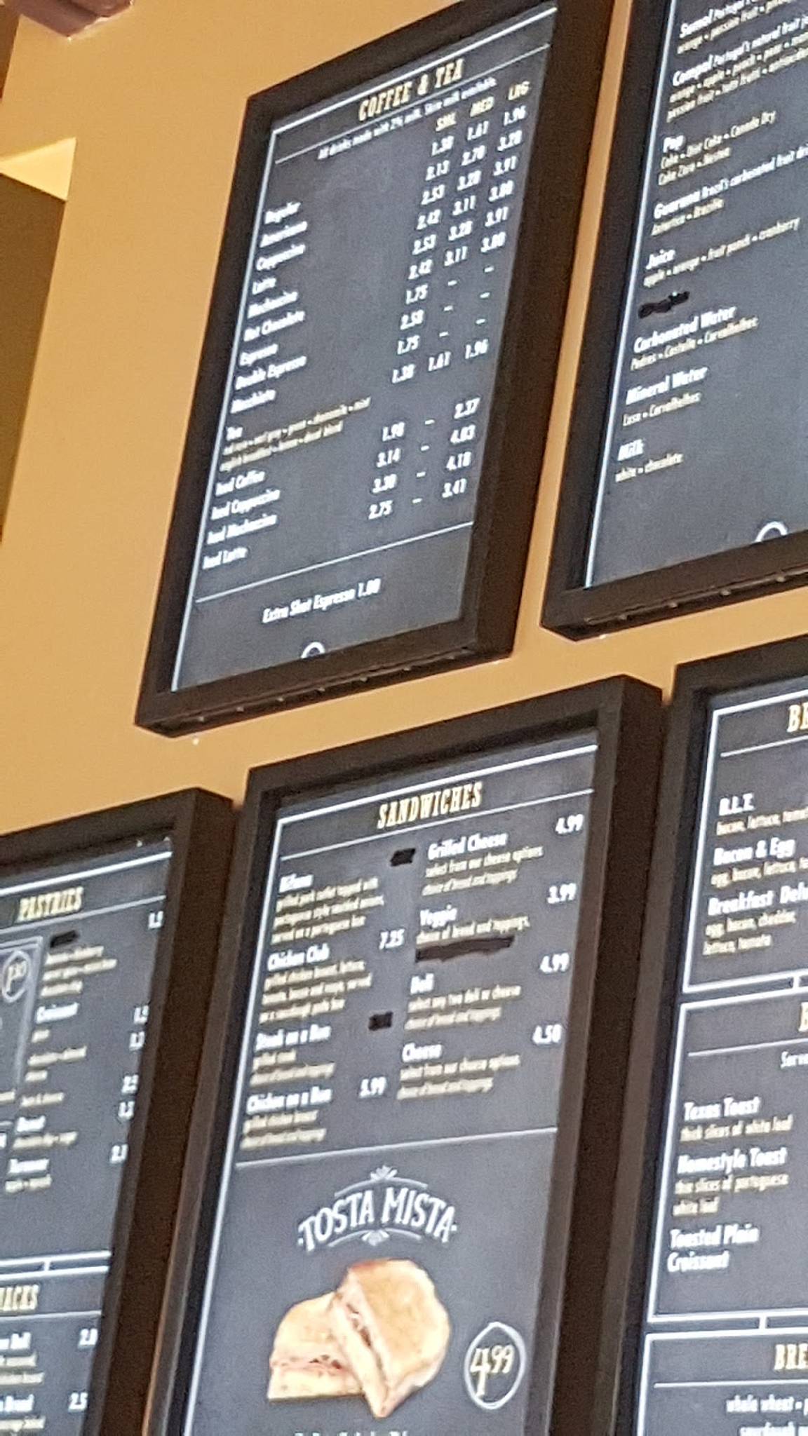Menu at Nova Era Bakery, London