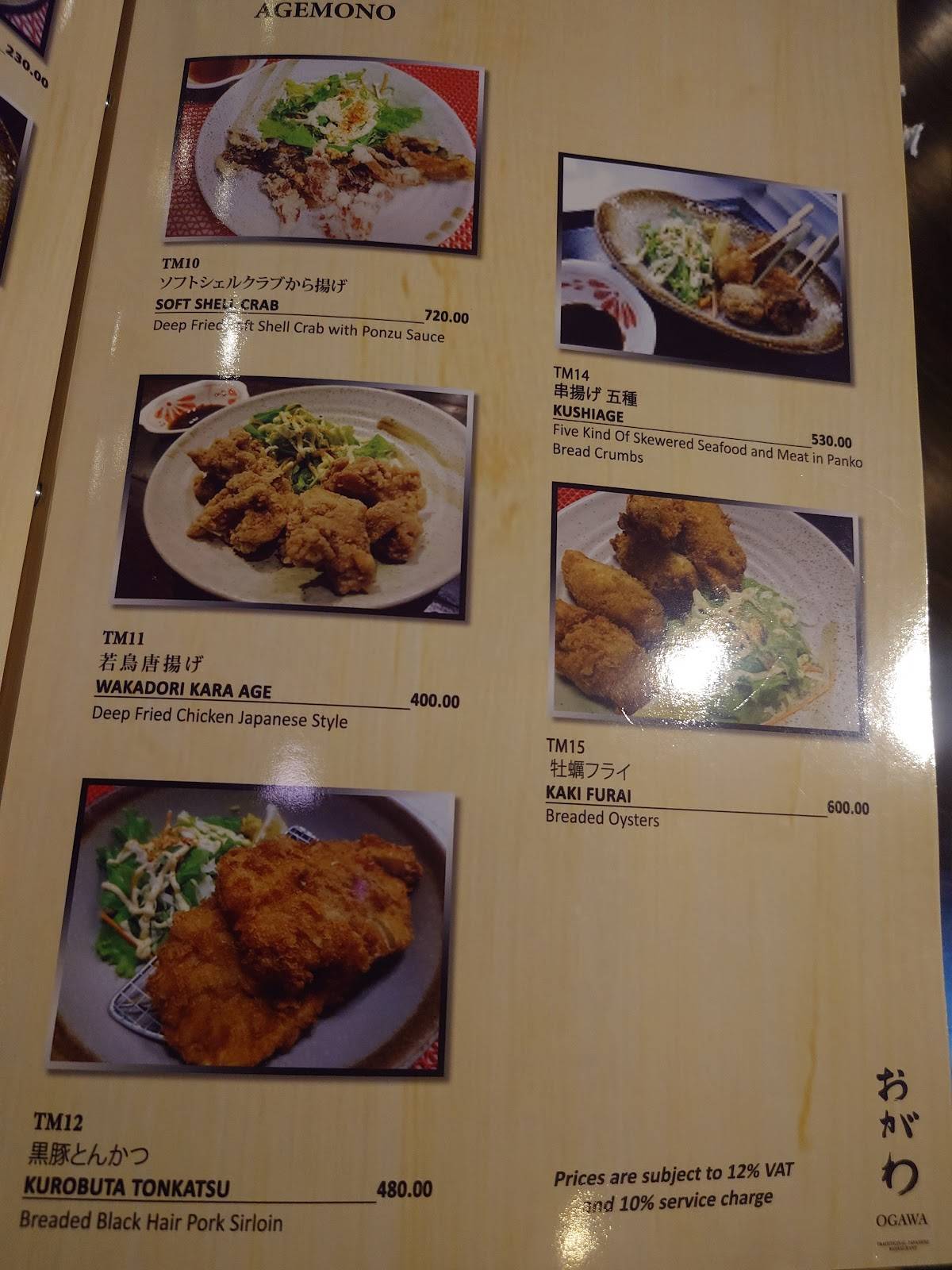 Menu at Ogawa restaurant, Taguig, The Fort Strip