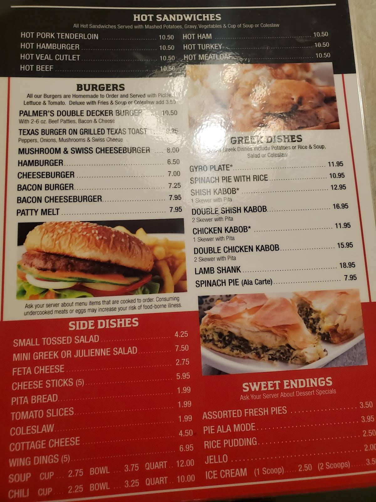 Menu at Palmer's Inn Restaurant, Saint Clair Shores