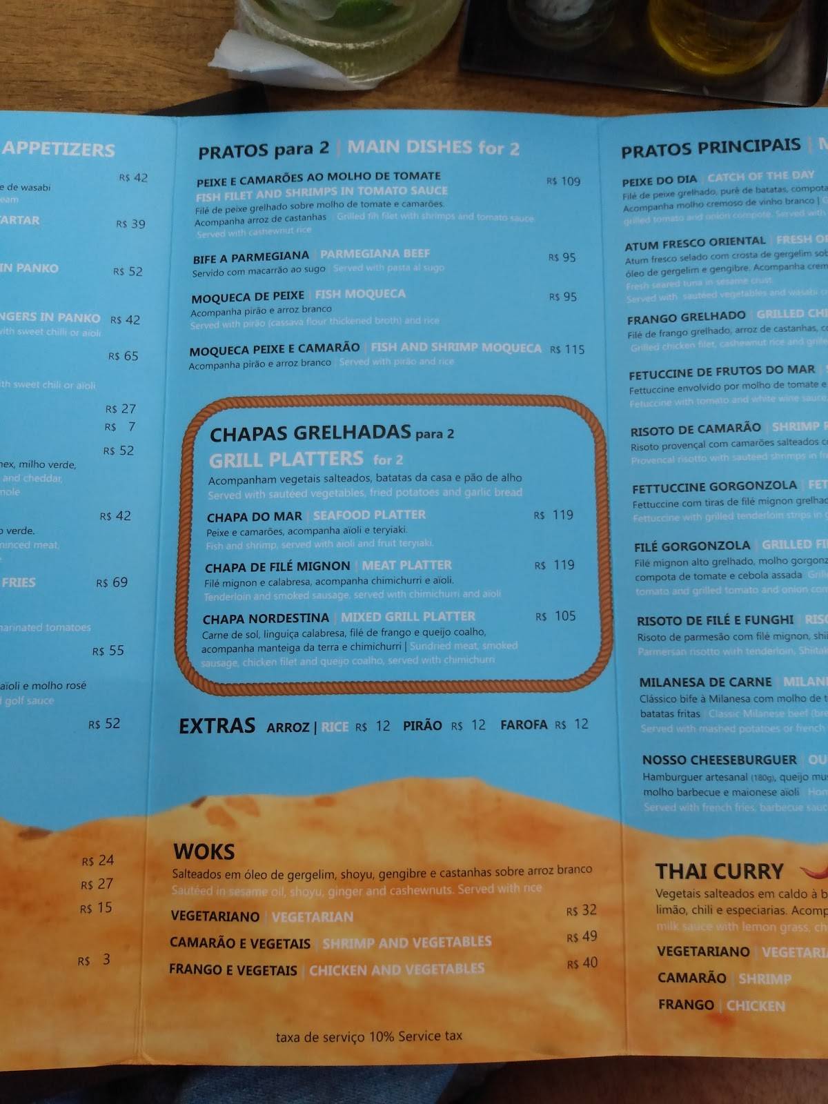 Menu em Pipa Beach Club, Pipa