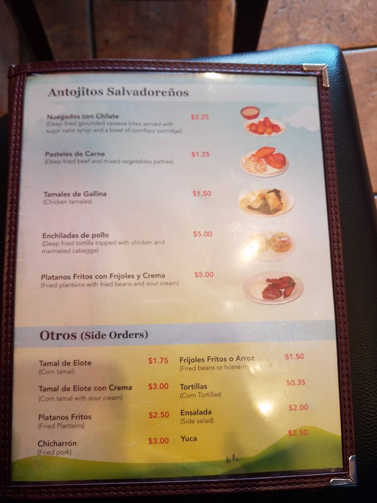 Menu at Pupuseria Dona Azucena restaurant, Woodbridge