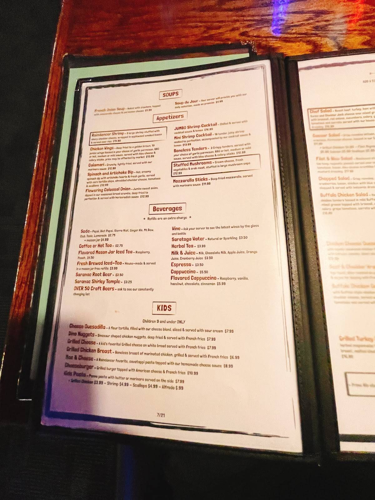 Menu at Raindancer Restaurant, Amsterdam, NY-30
