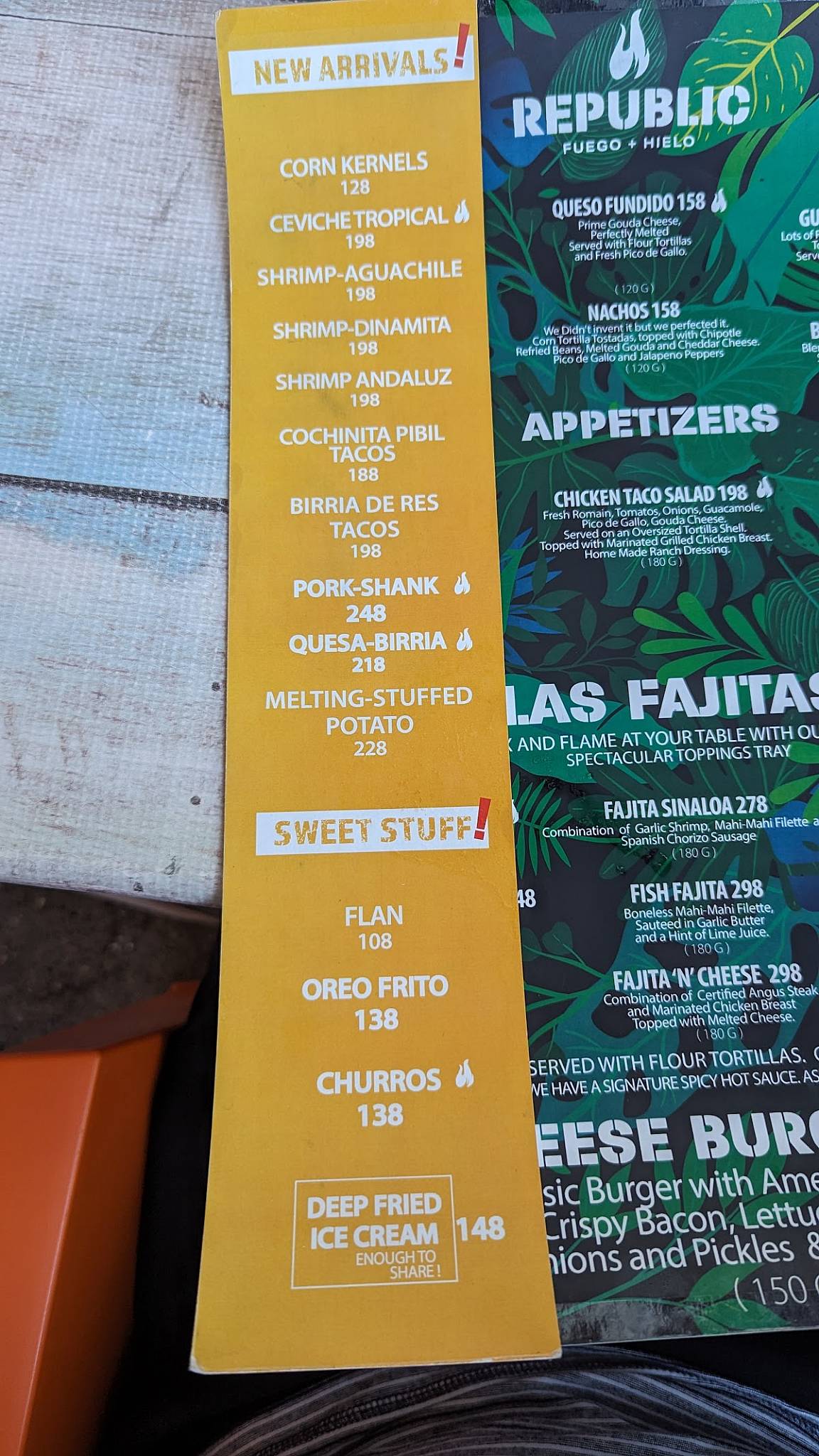 Menu at Republic, Puerto Vallarta, Basilio Badillo 188