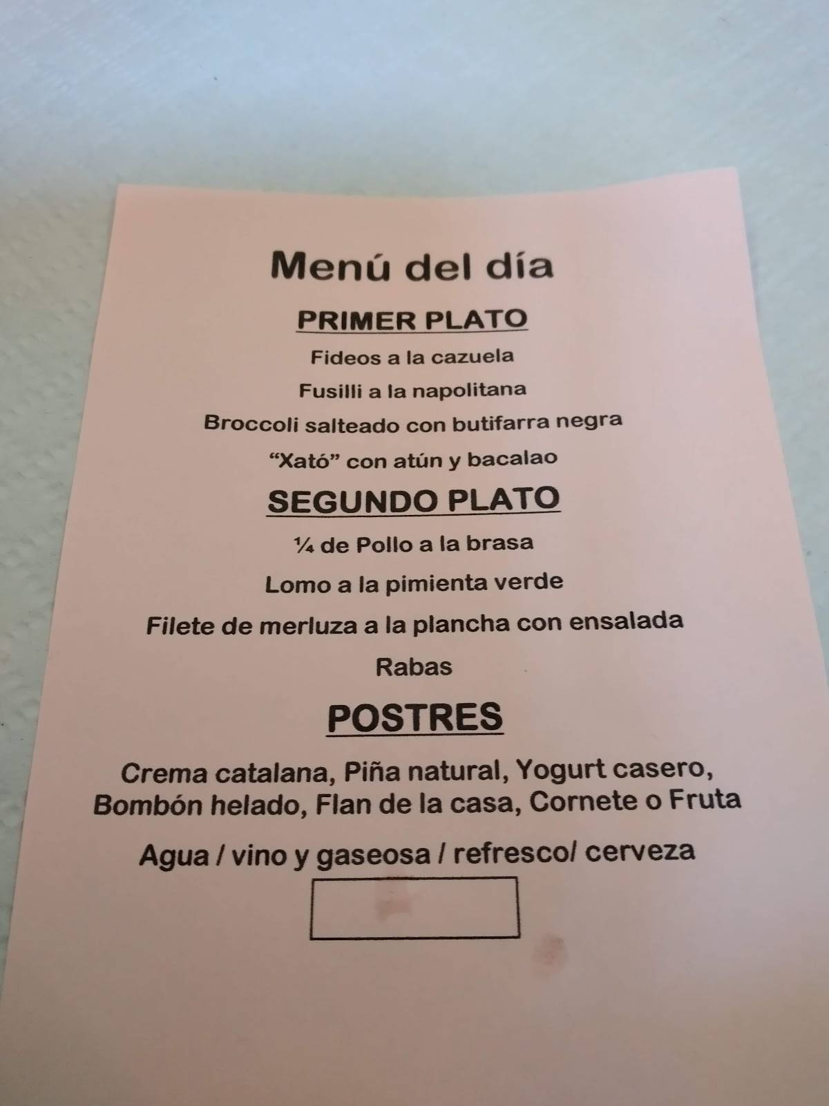 Carta de Restaurant Can Colomé, Papiol