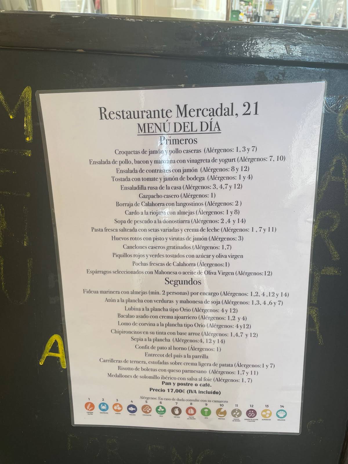 Carta de Restaurante Mercadal 21, Calahorra