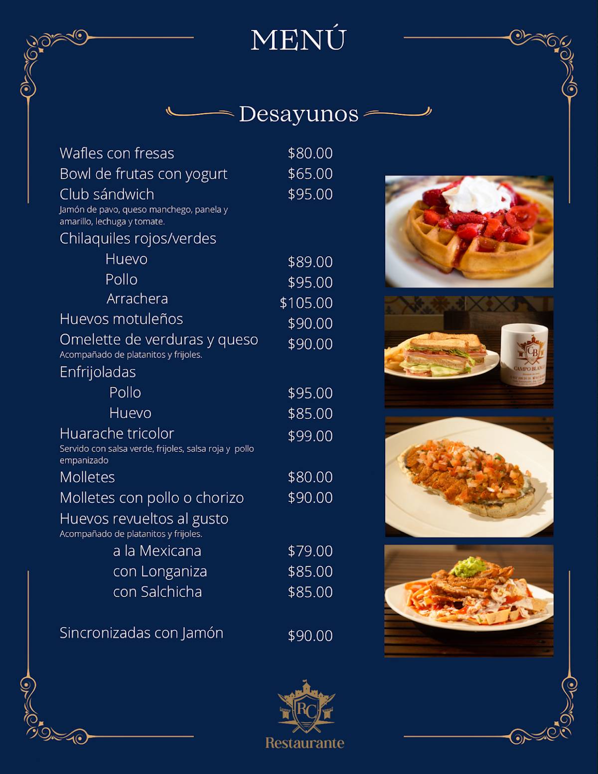Menu at Restaurante RC Campo Blanco, Reforma