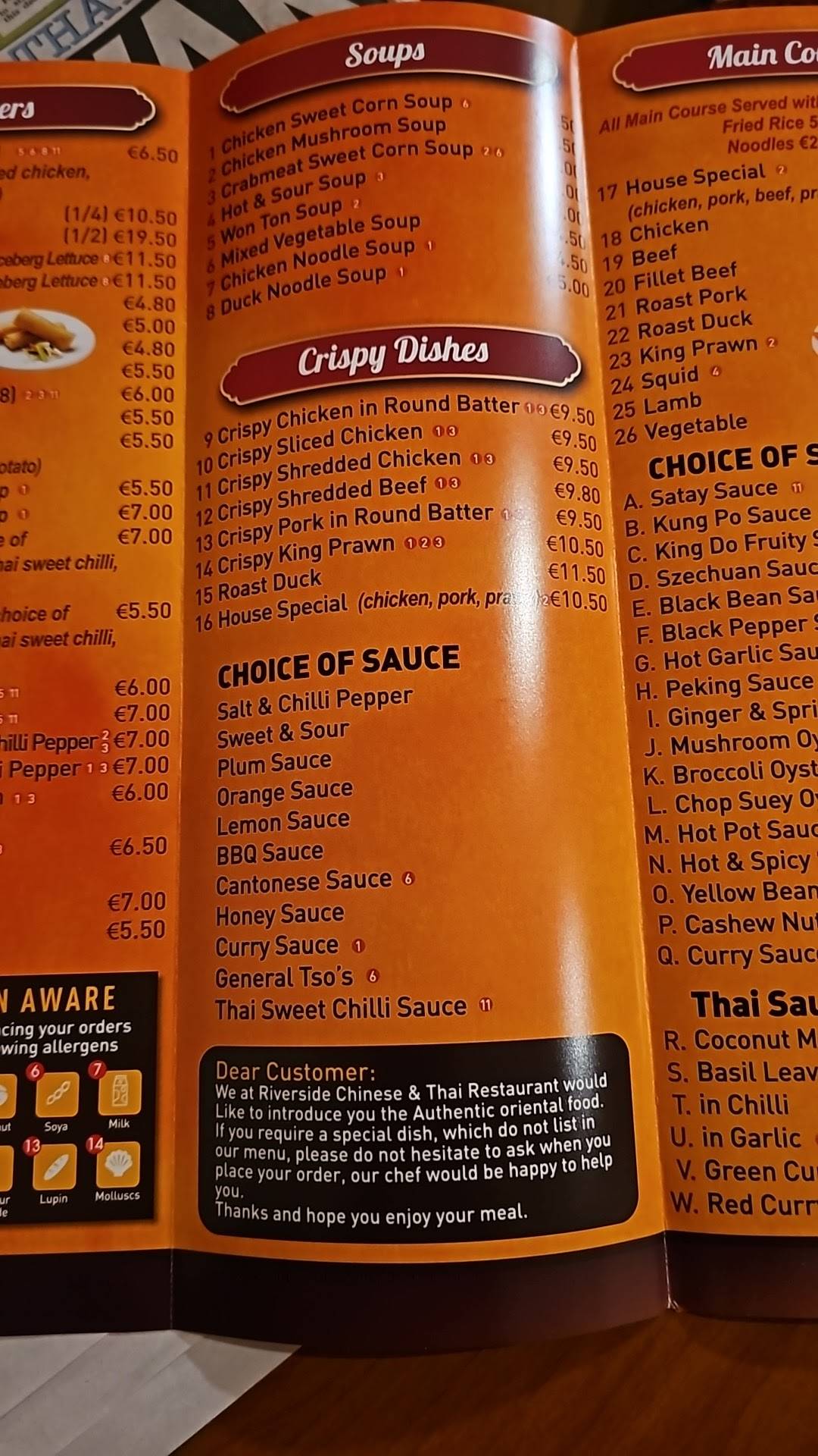 Menu at Riverside Chinese Restaurant The Mall, Roscrea