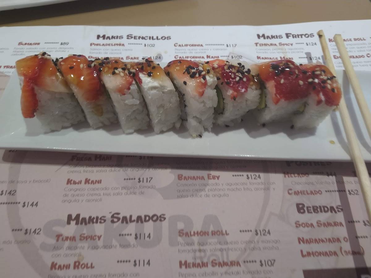 Carta del restaurante Sakura Roll San Javier, Pachuca del Soto