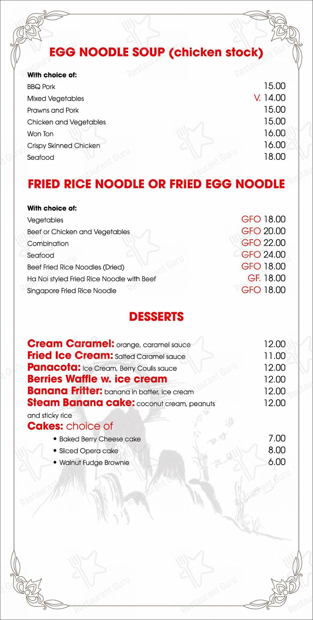 Menu at Sapa Hills restaurant, Footscray