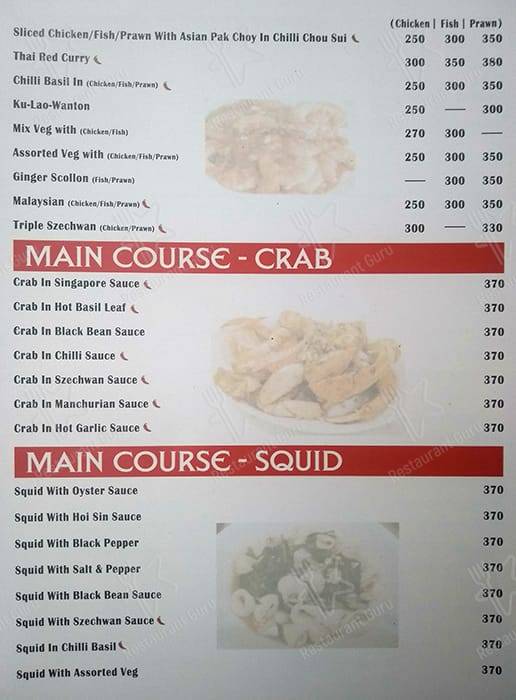Menu at Sei Vui Restaurant, Kolkata, 17, Black Burn Ln, opposite ...