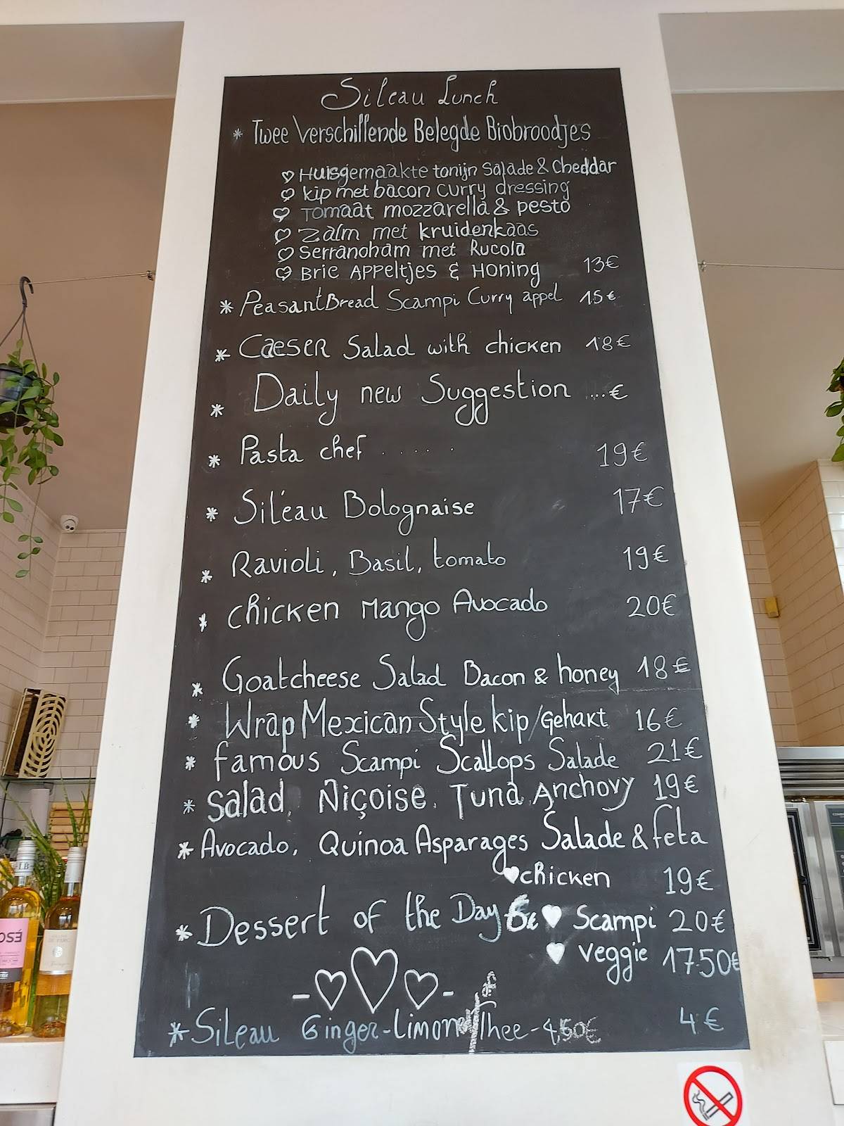 Menu at Sil'eau, Antwerp