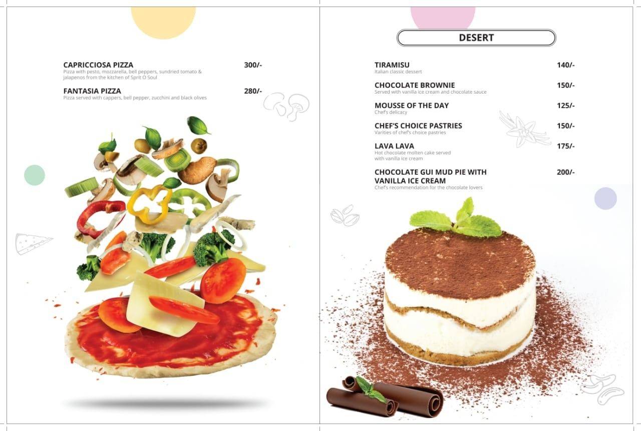 Menu at Spirit O Sound, Ahmedabad, SOS