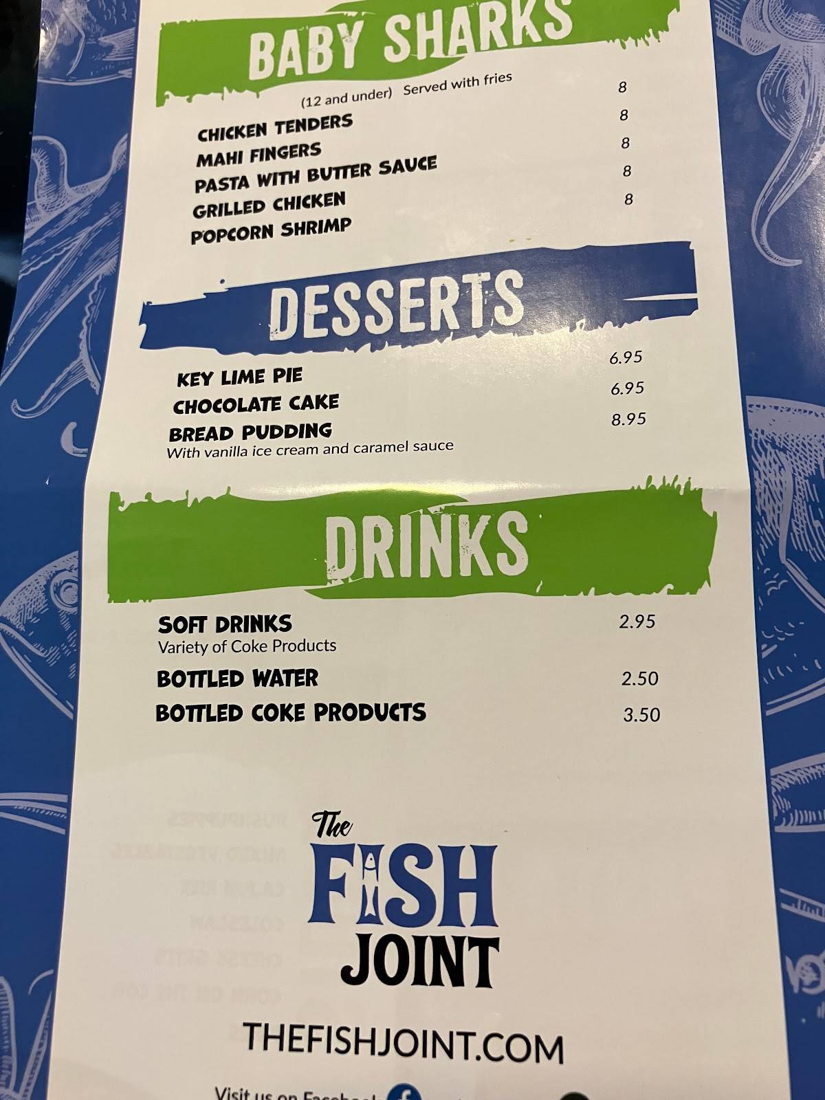 Menu at The Fish Joint restaurant, Coral Springs