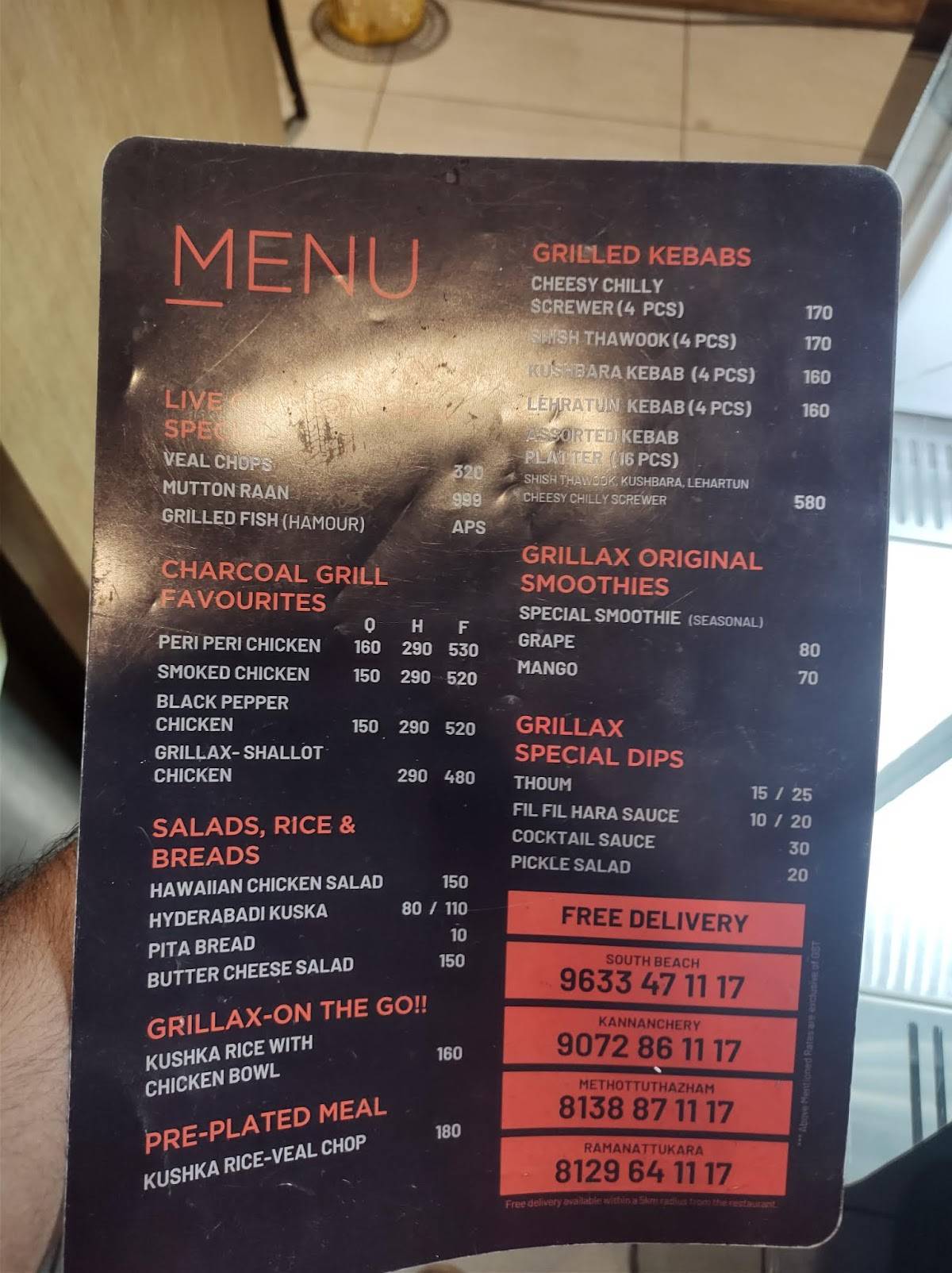 Menu at The Grillax - South Beach, Kozhikode