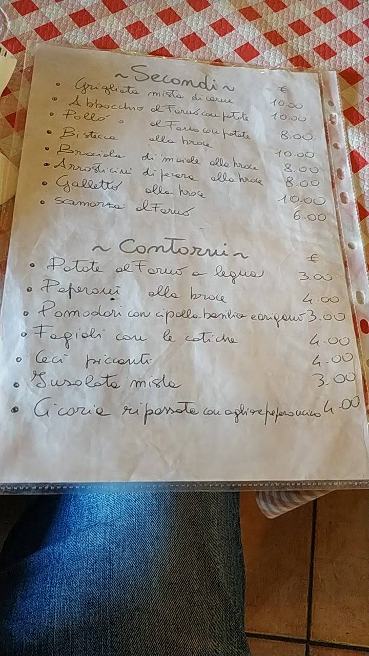 Menu da Trattoria Il Vigneto ristorante, Colle di Tora, Via Turanense