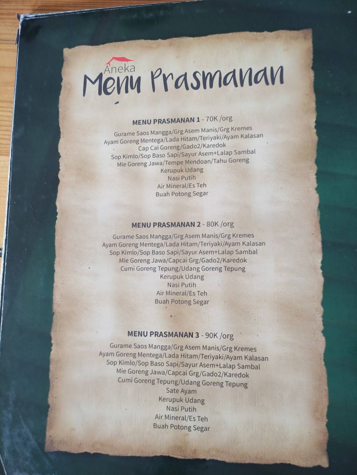 Menu at Waroeng Sunda Restaurant Talaga Bestari, Indonesia, Jl. Jungle ...