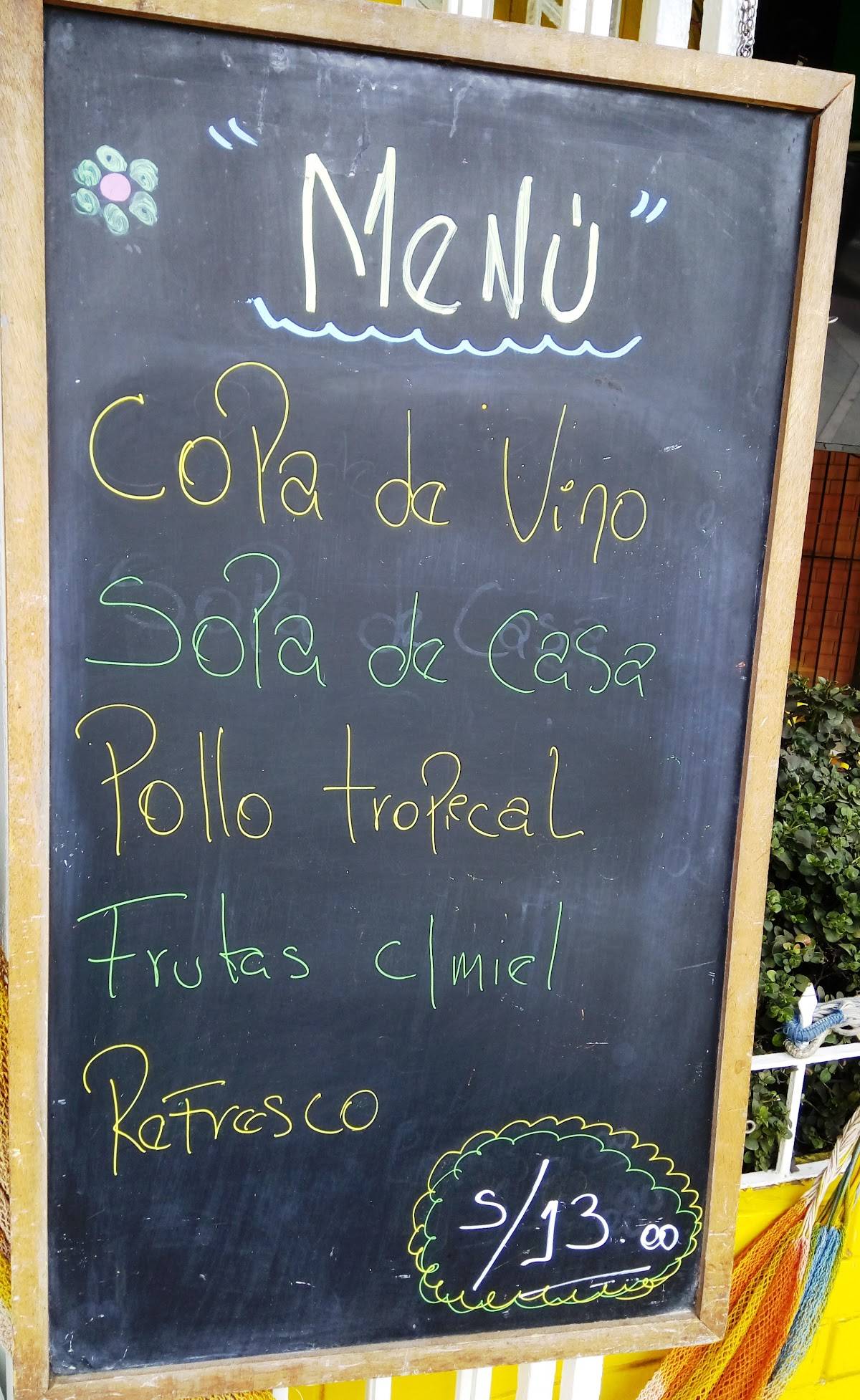 Carta del restaurante Media Naranja Brasileiro, Miraflores