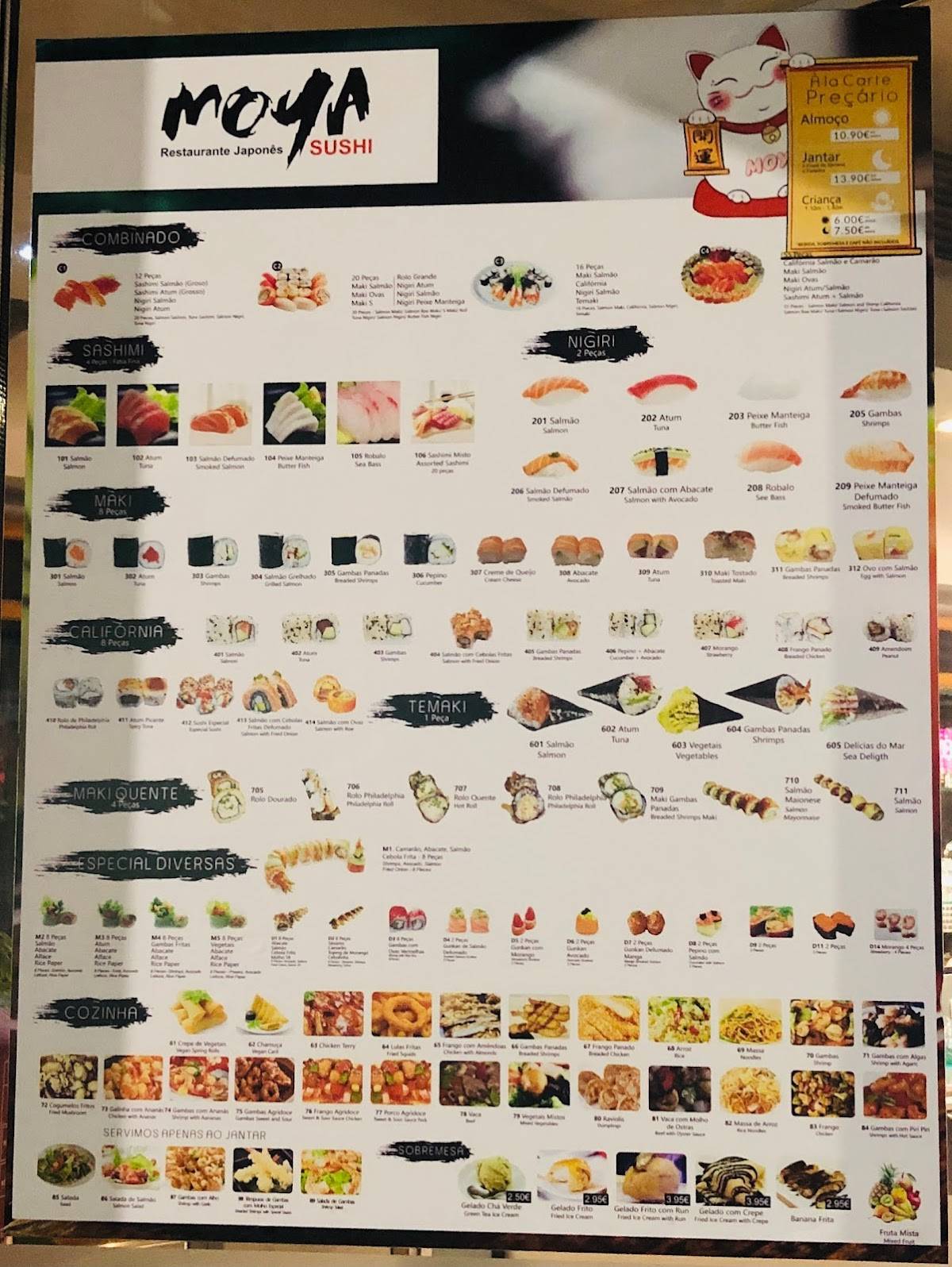 Menu em Restaurante Japonês - SUSHI MOYA, Marinha Grande