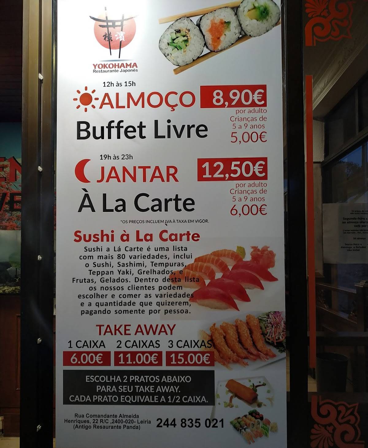 Menu em Restaurante Japonês - YOKOHAMA, Leiria