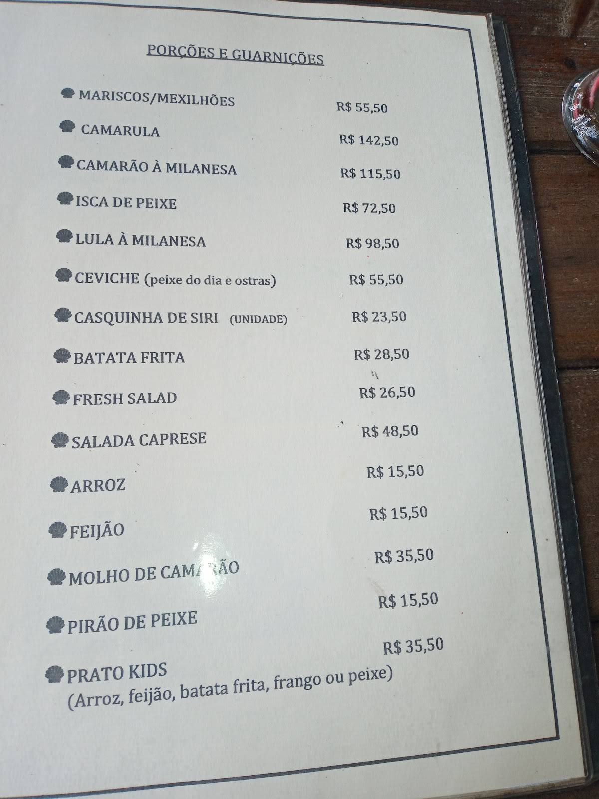 Menu em Restaurante Ostra Viva, Guaratuba