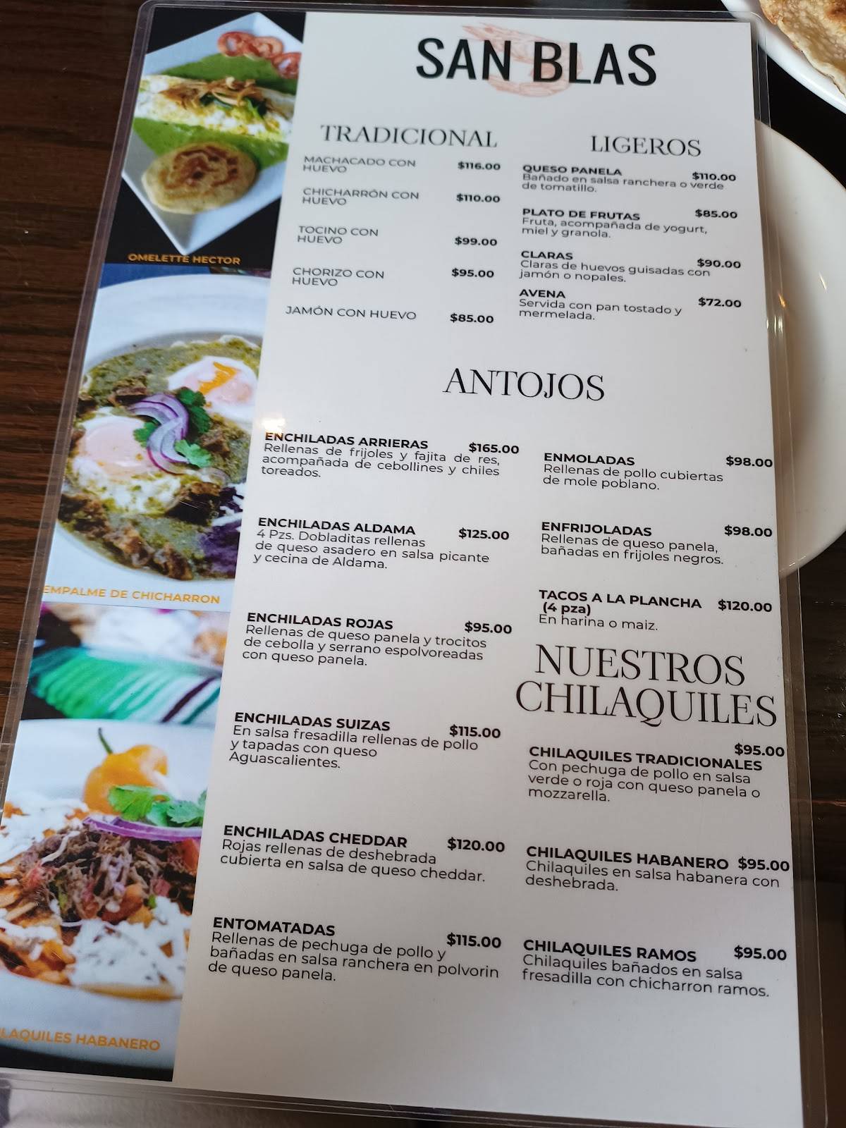 Carta de Restaurante San Blas, Reynosa