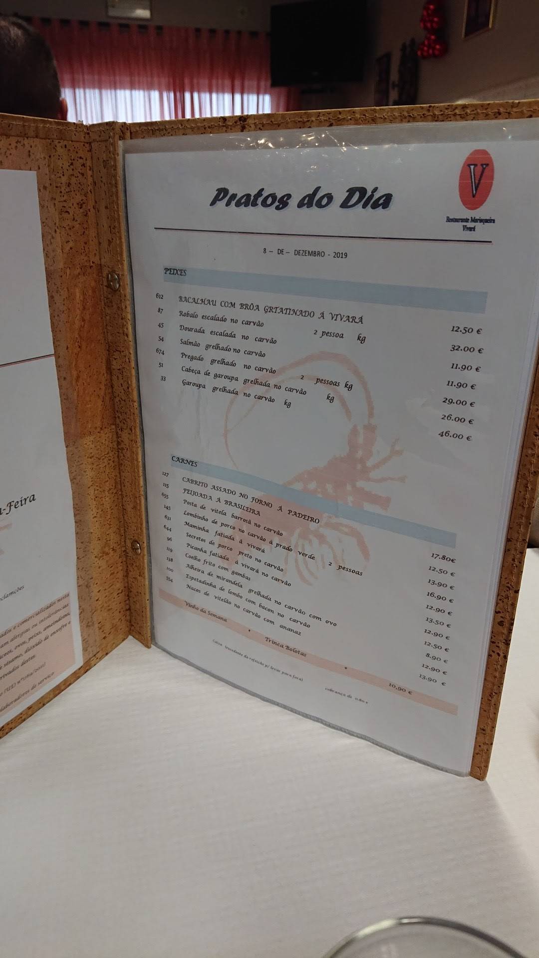 Menu em Restaurante Vivará, Bobadela
