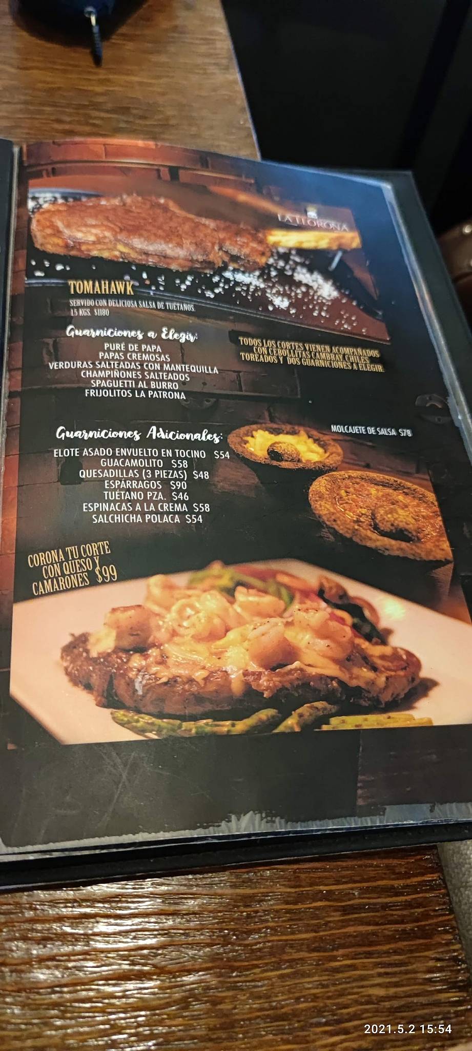 Carta del restaurante La Llorona Tacos y Cortes, Reynosa