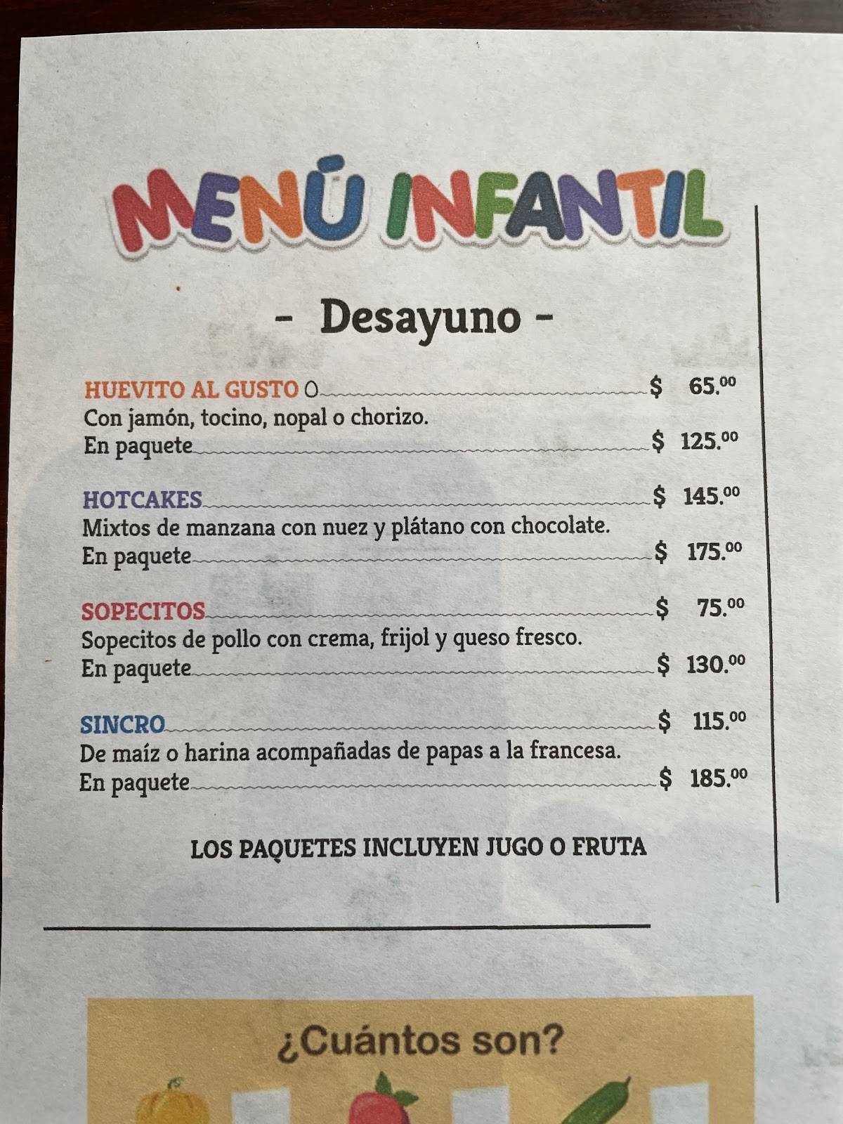 Carta del restaurante Rincón del Bife, Cuernavaca