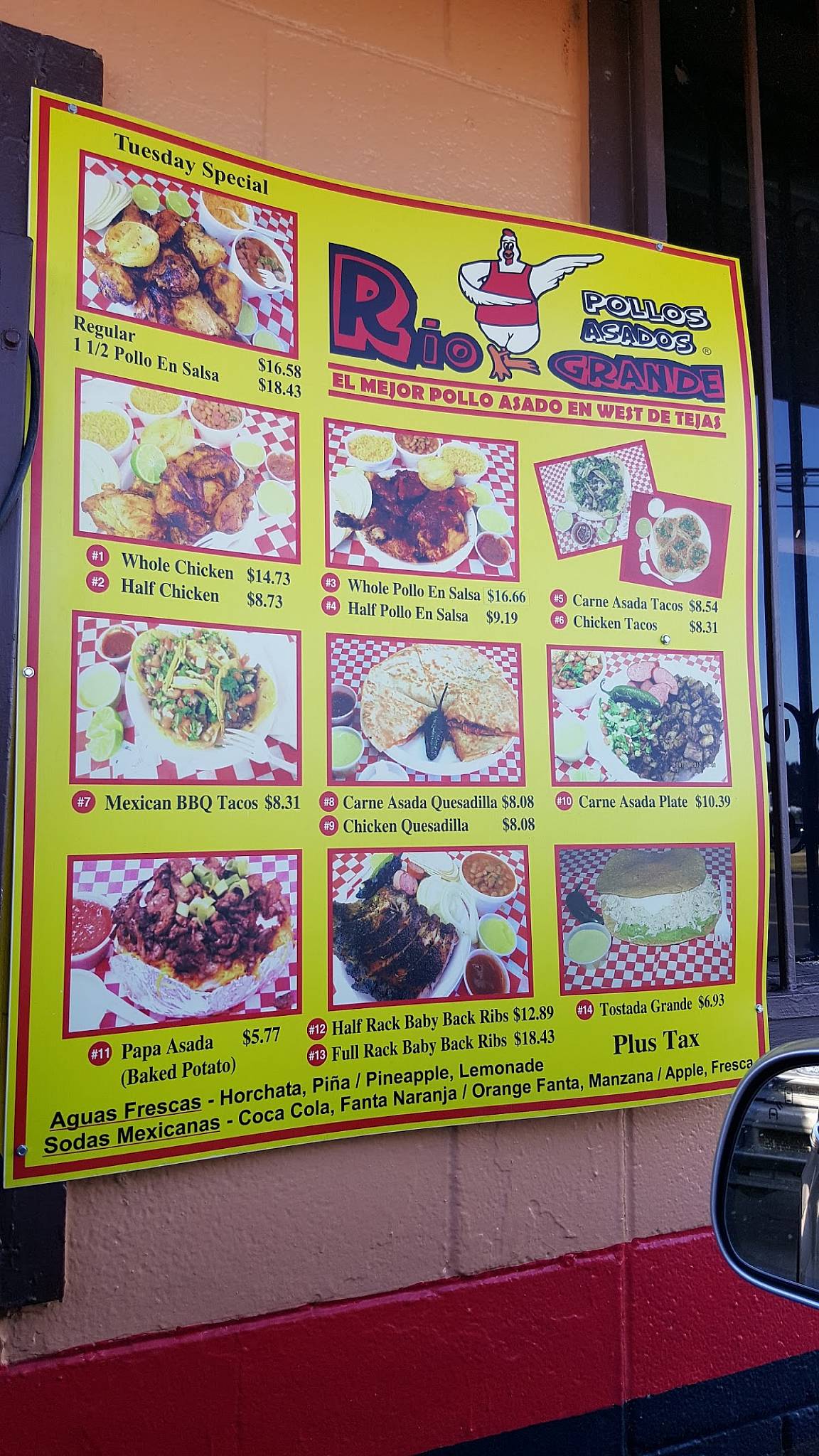Menu at Rio Grande Pollos Asados restaurant, Odessa