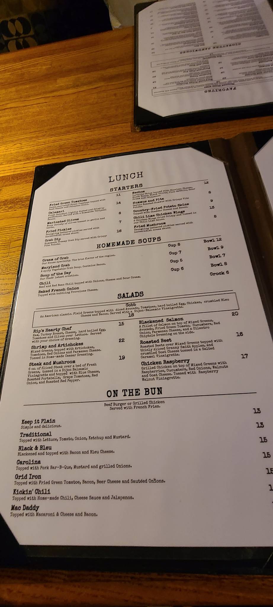 Menu at Rips Country Inn pub & bar, Bowie