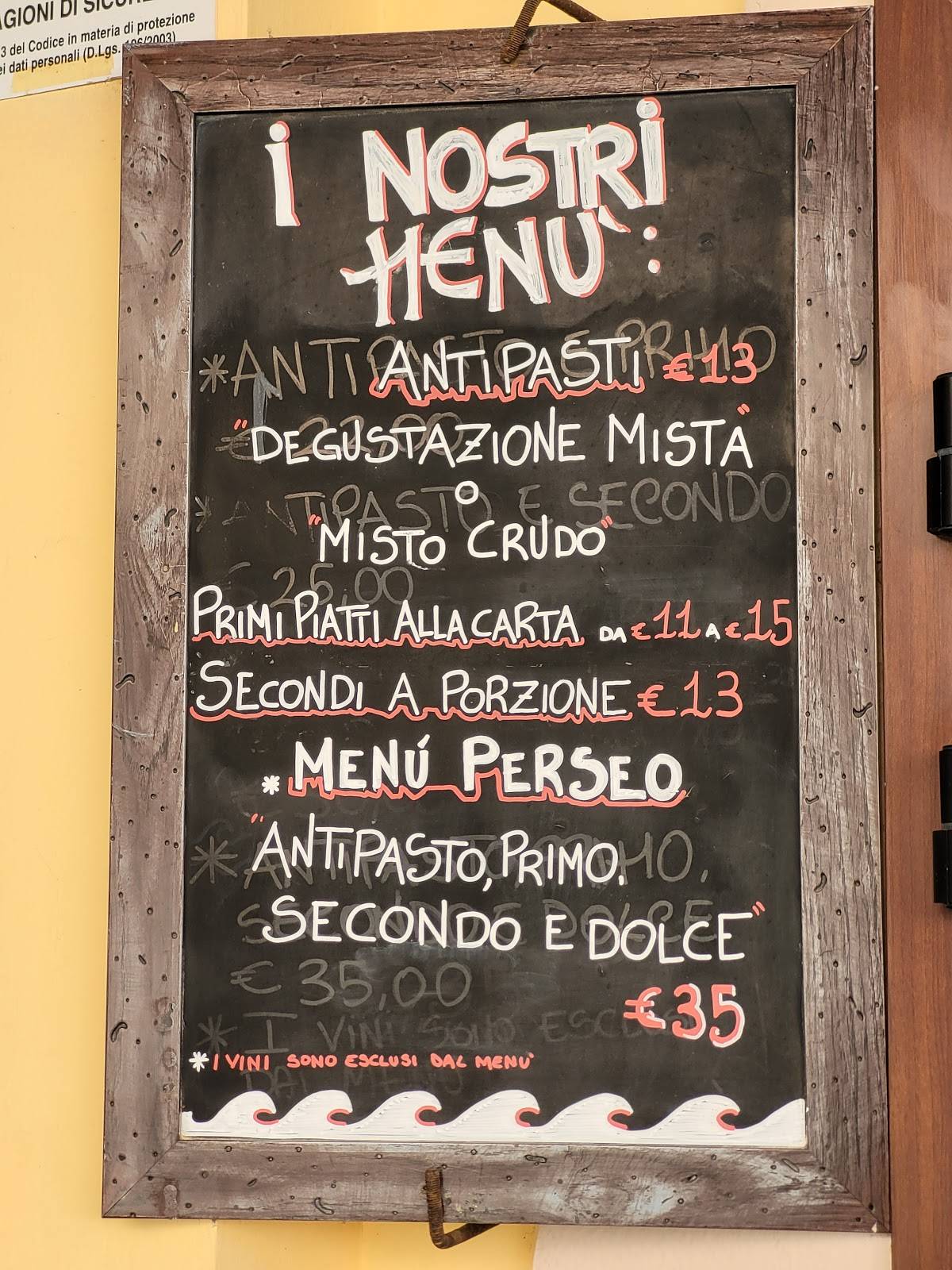 Speisekarte von Ristorante Scala, Portopalo di Capo Passero