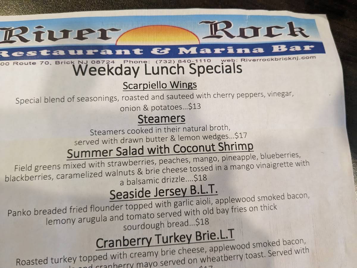Menu at River Rock Restaurant & Marina Bar, Brick
