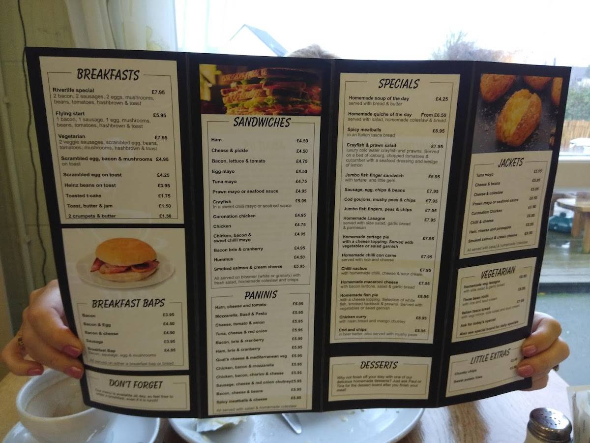 Menu at Riverlife Cafe, Bude