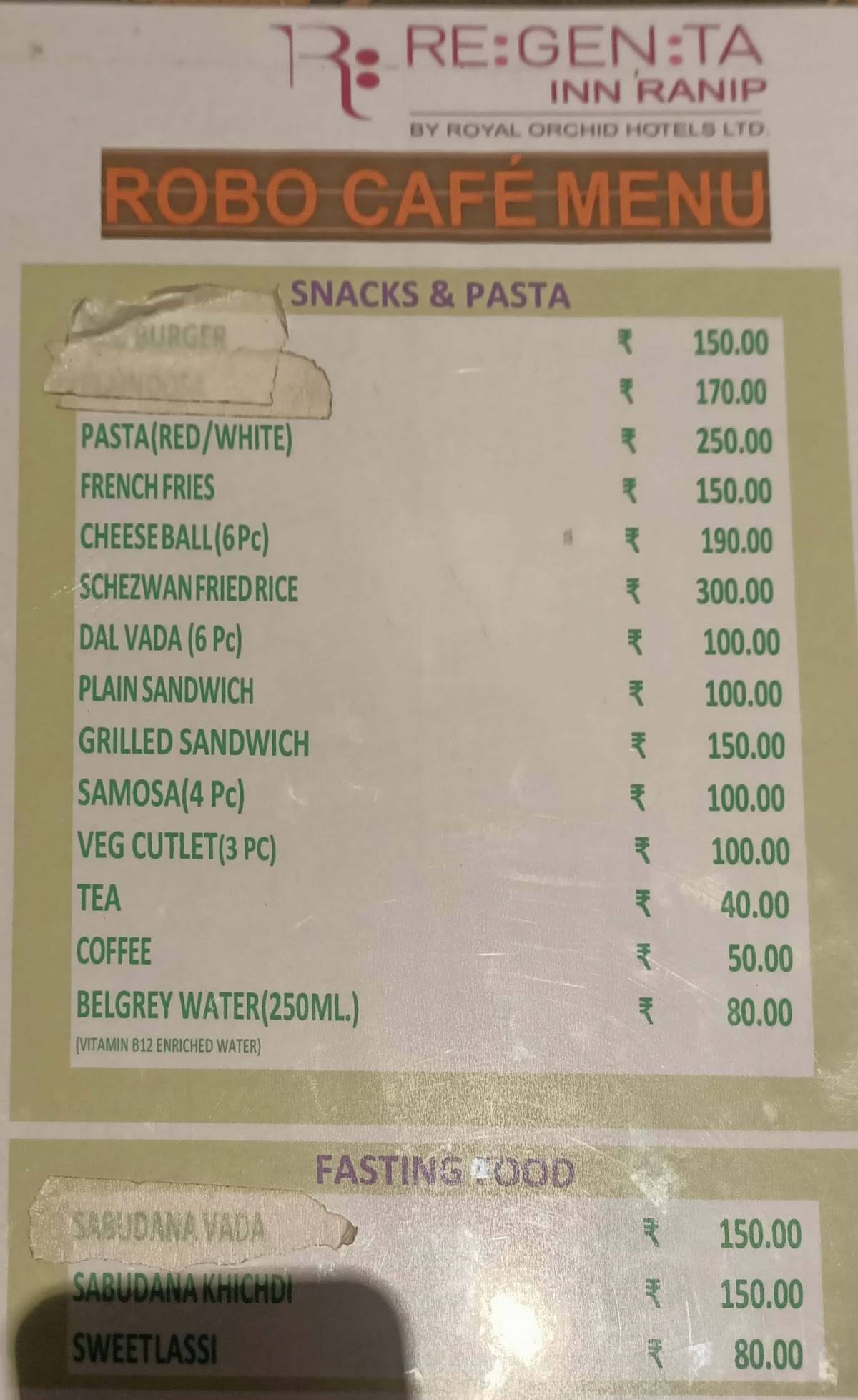 Menu at Robo Cafe, Ahmedabad