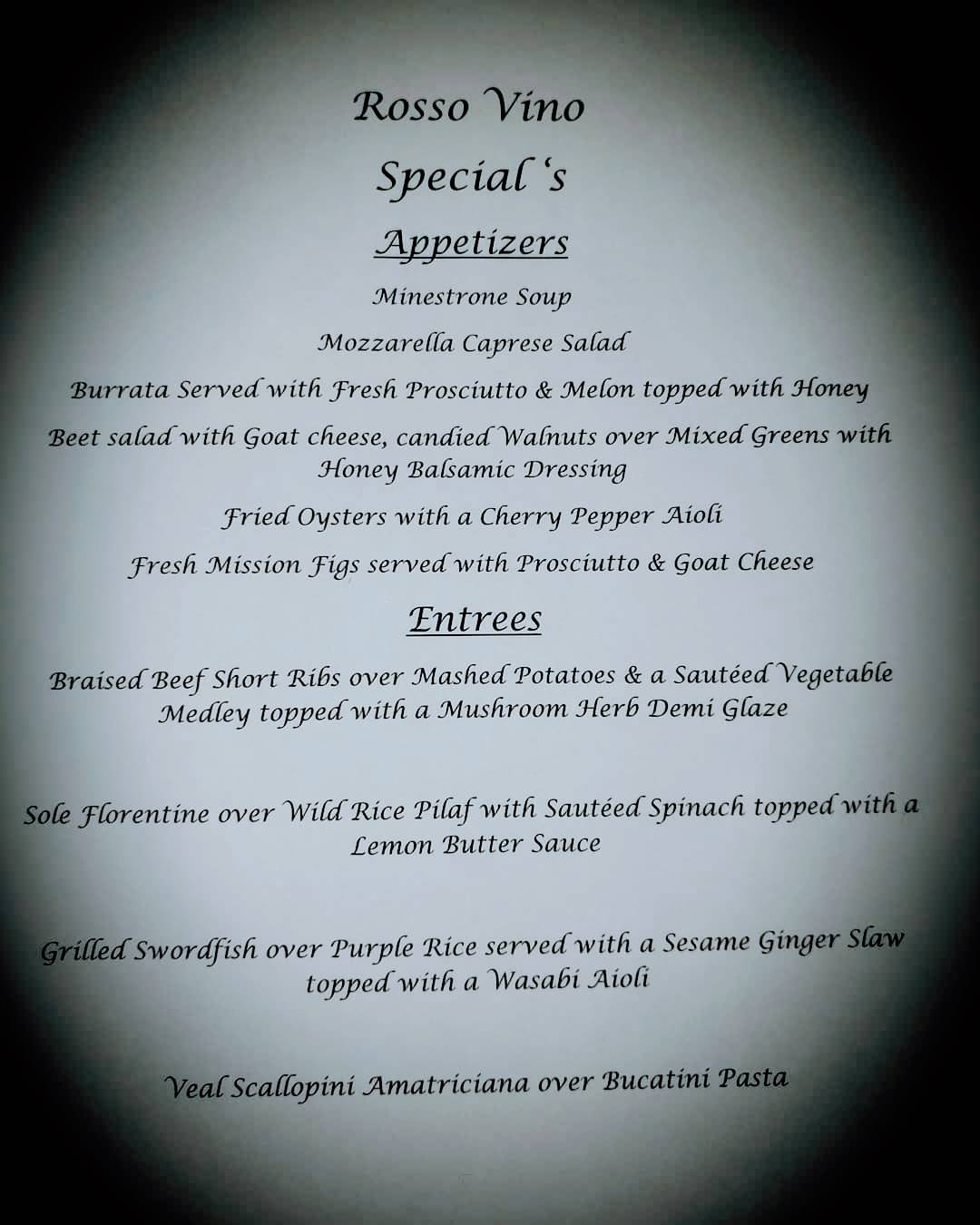 Menu at Rosso Vino pub & bar, Branford