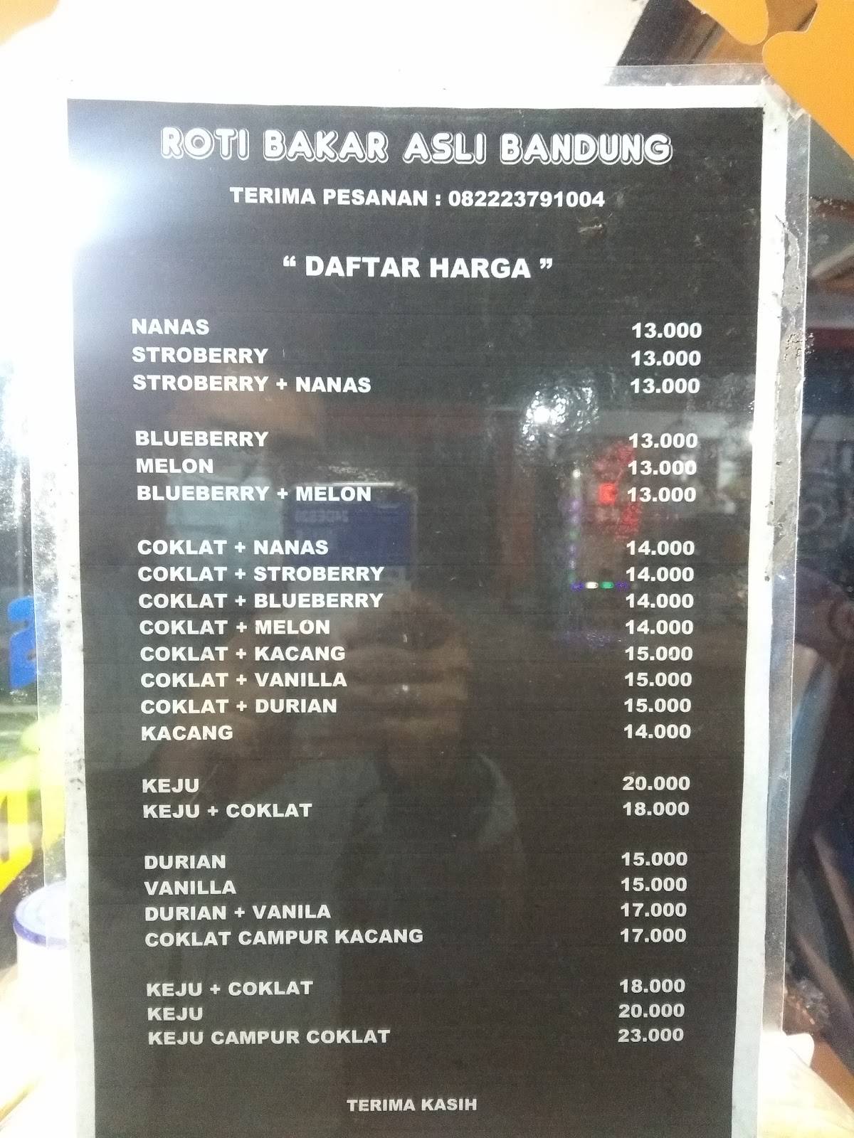 Menu at Roti Bakar Asli Bandung Mang Samsu restaurant, Balecatur