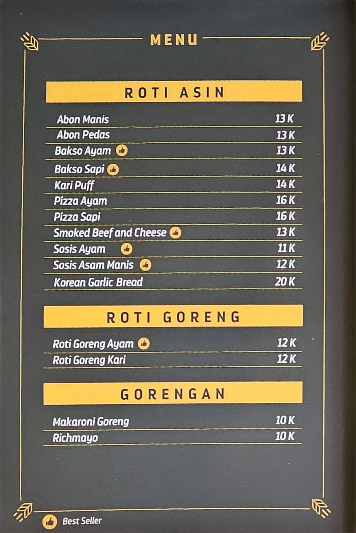 Menu at Roti Kebanggaan Gading Serpong Beryl restaurant, Cihuni