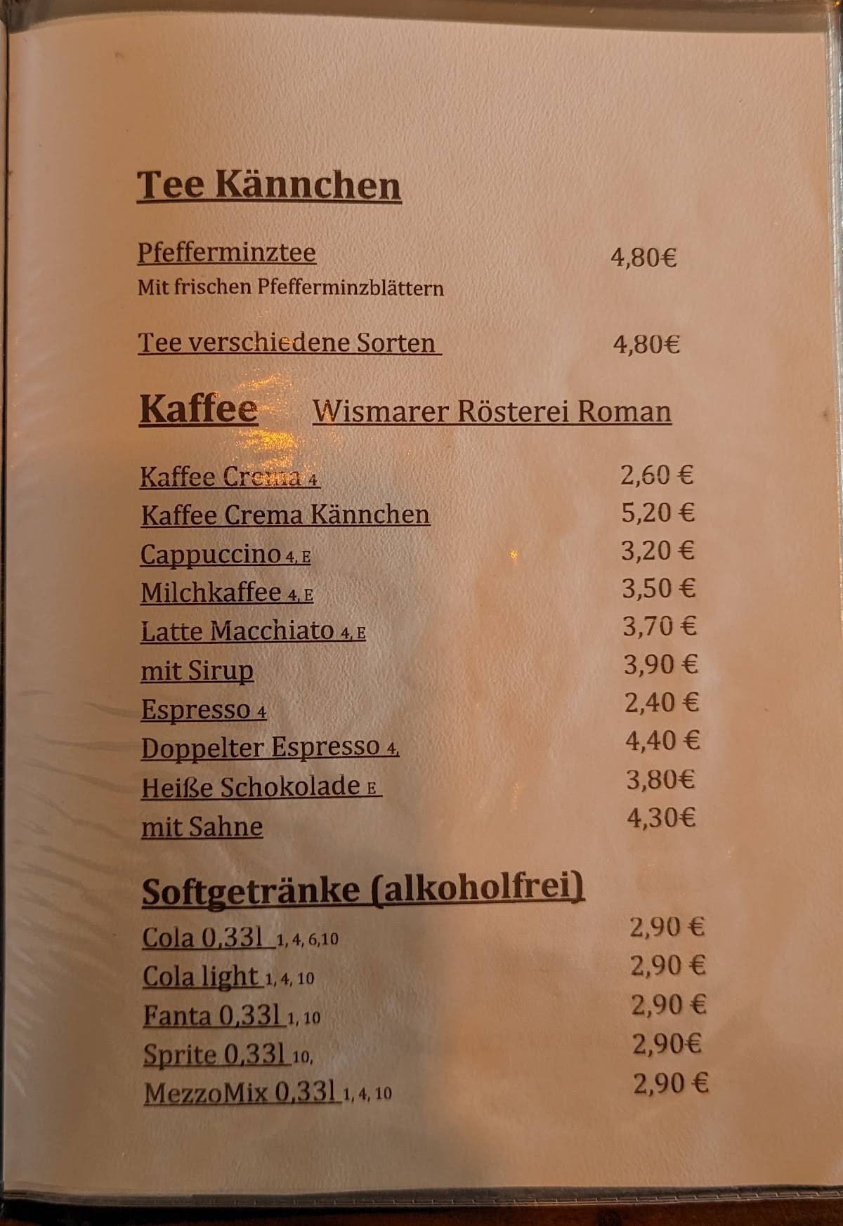 Menu at Roxy's Eiscafe und Bar, Wismar