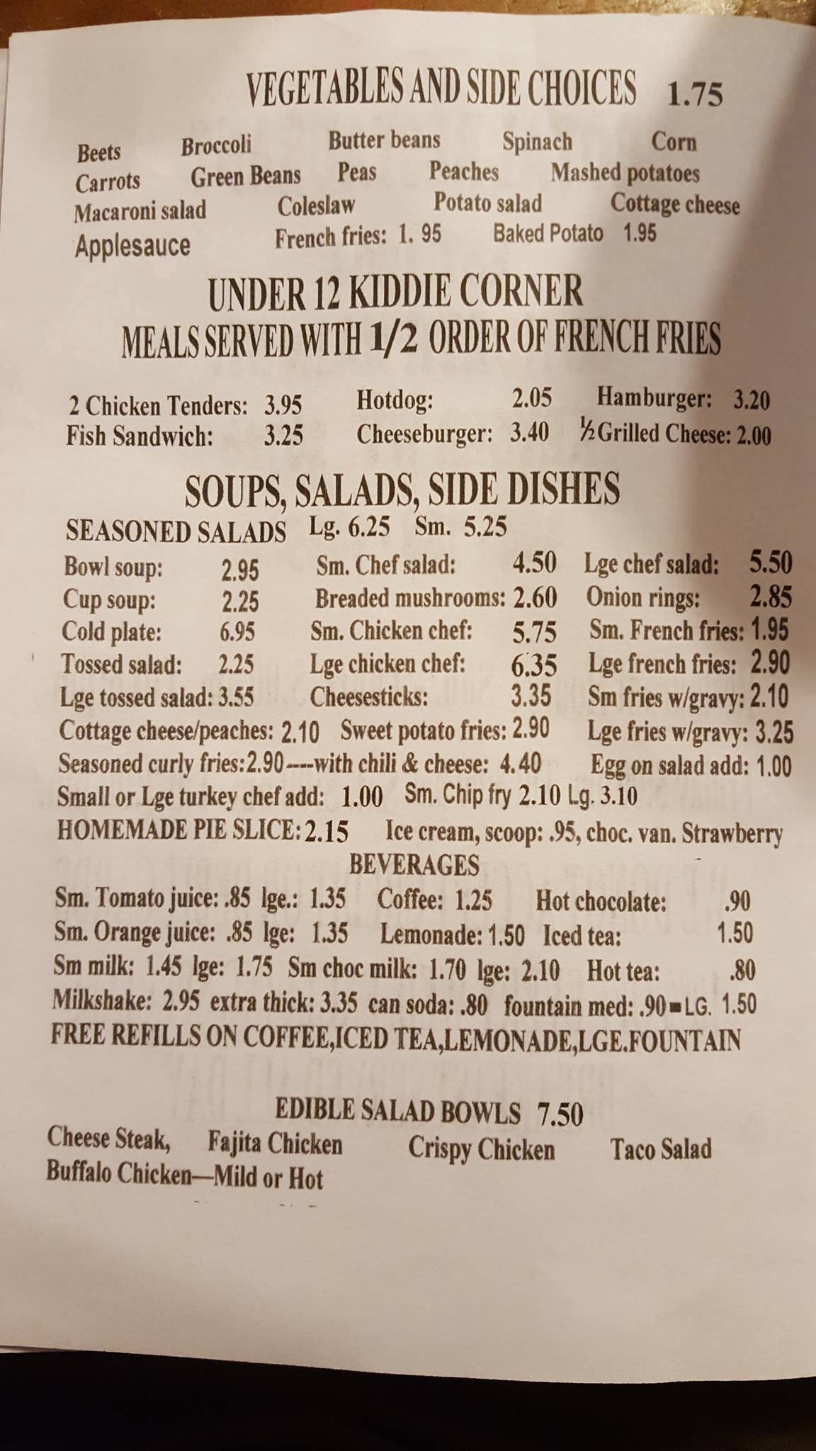 Menu at Royal Restaurant, Keyser