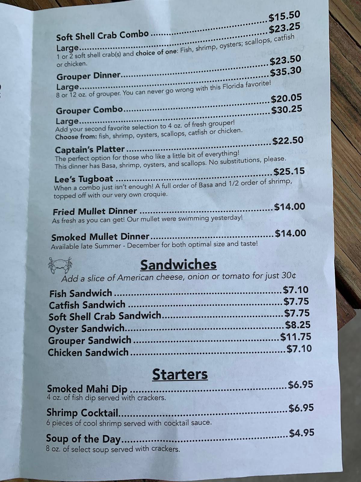Menu at The Fish House restaurant, Ruskin, W Shell Point Rd