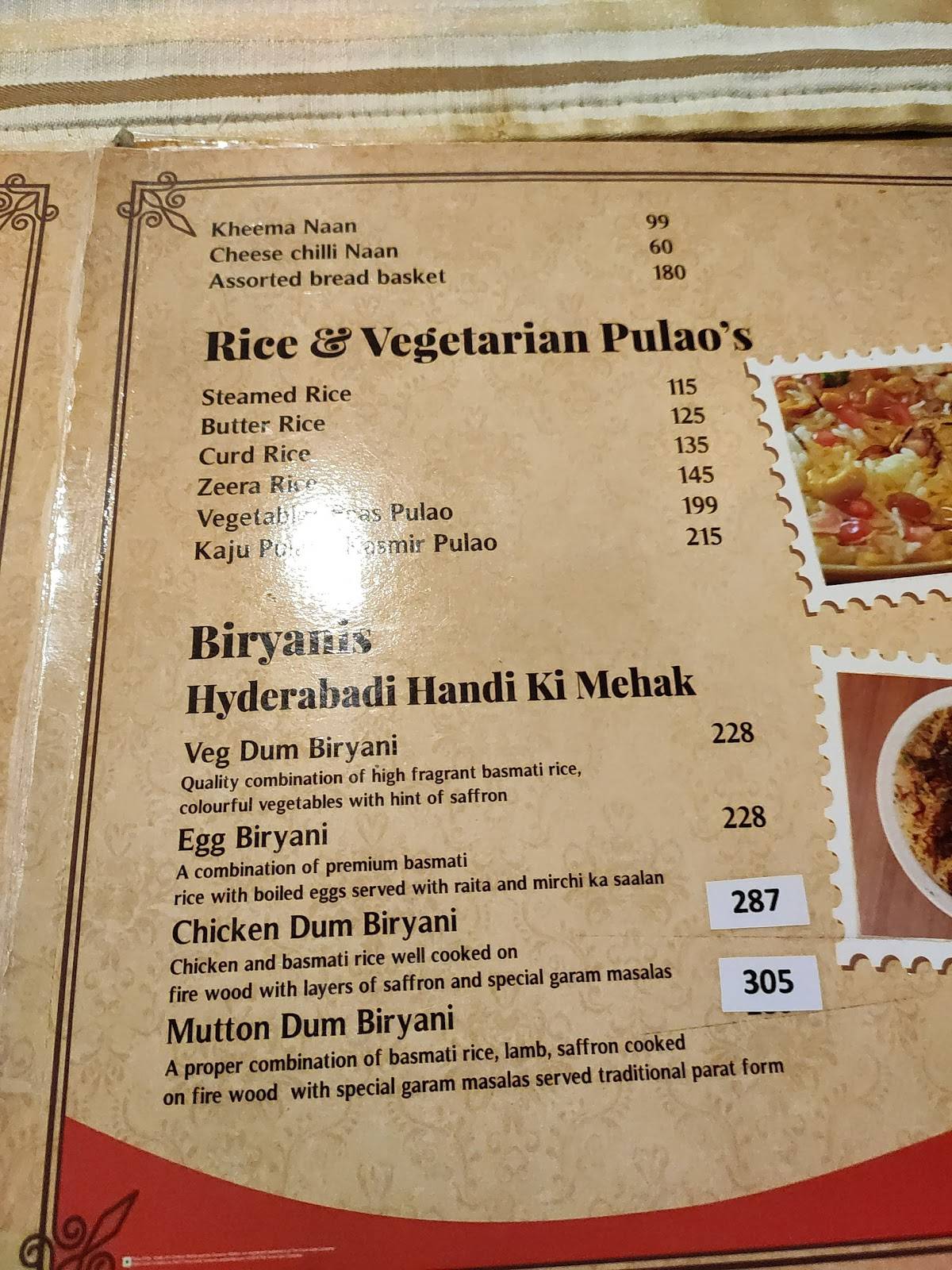 Menu at Sarvi Food Court, Hyderabad